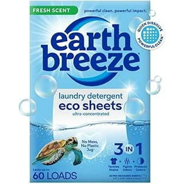 Earth Breeze Laundry Detergent Sheets, Fresh Scent Eco Sheets, 32 Count ...