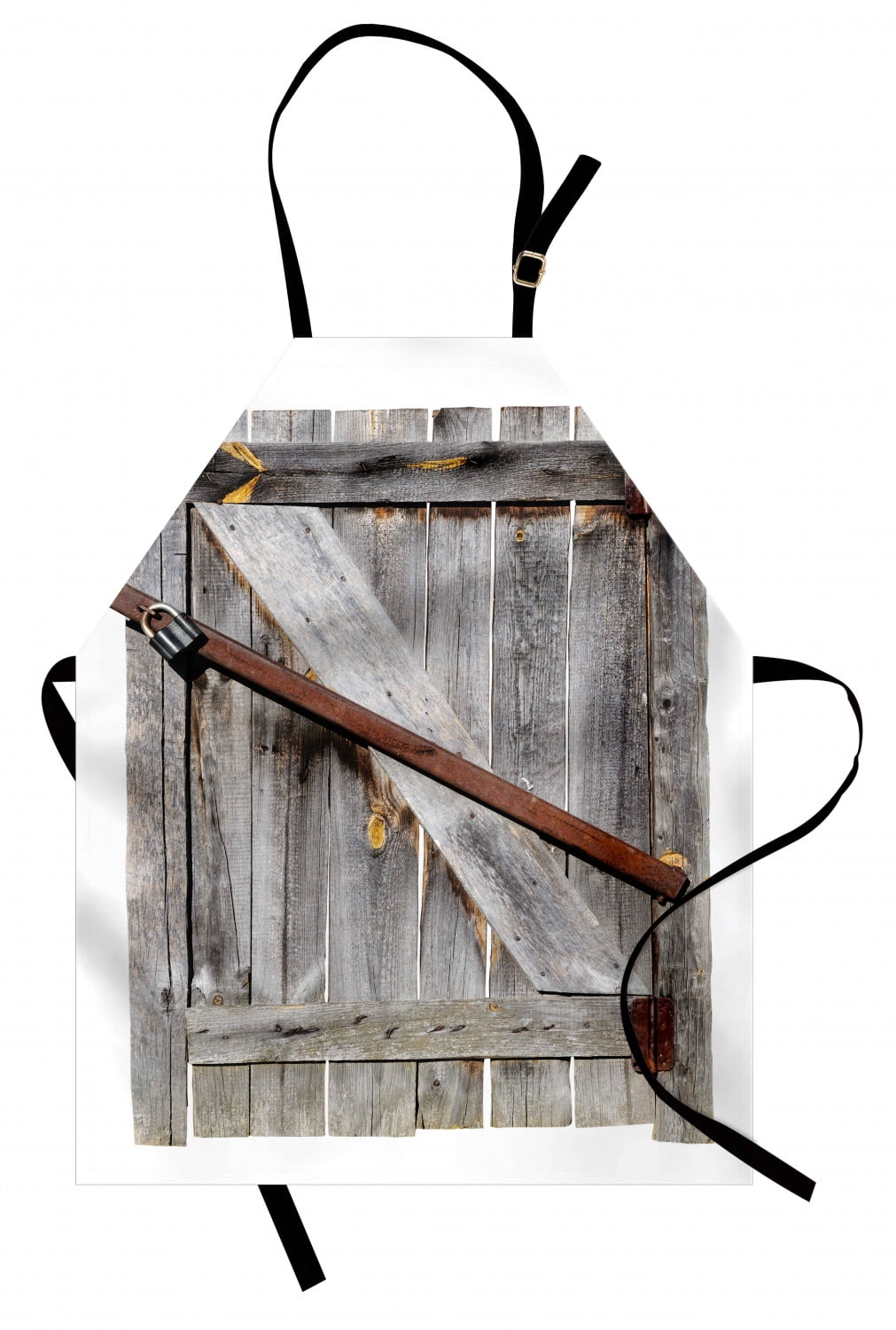 Rustic Apron Aged Wood Barn Door with Rusty Crossed Locks Abandoned ...