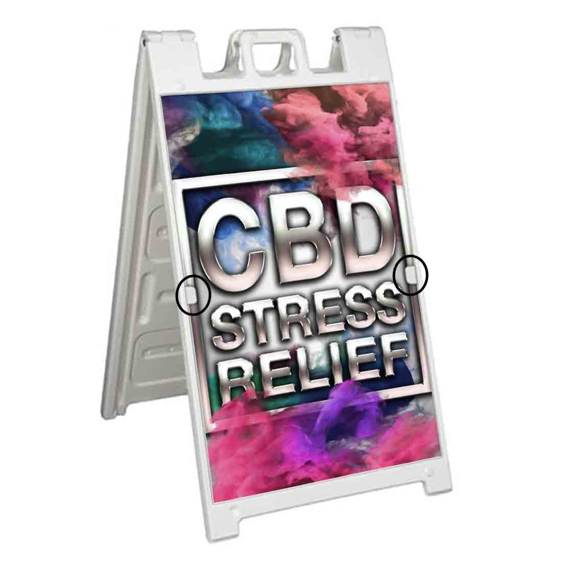 CBD Stress Relief (24" X 36") Deluxe A-Frame Signicade, Includes 2 ...