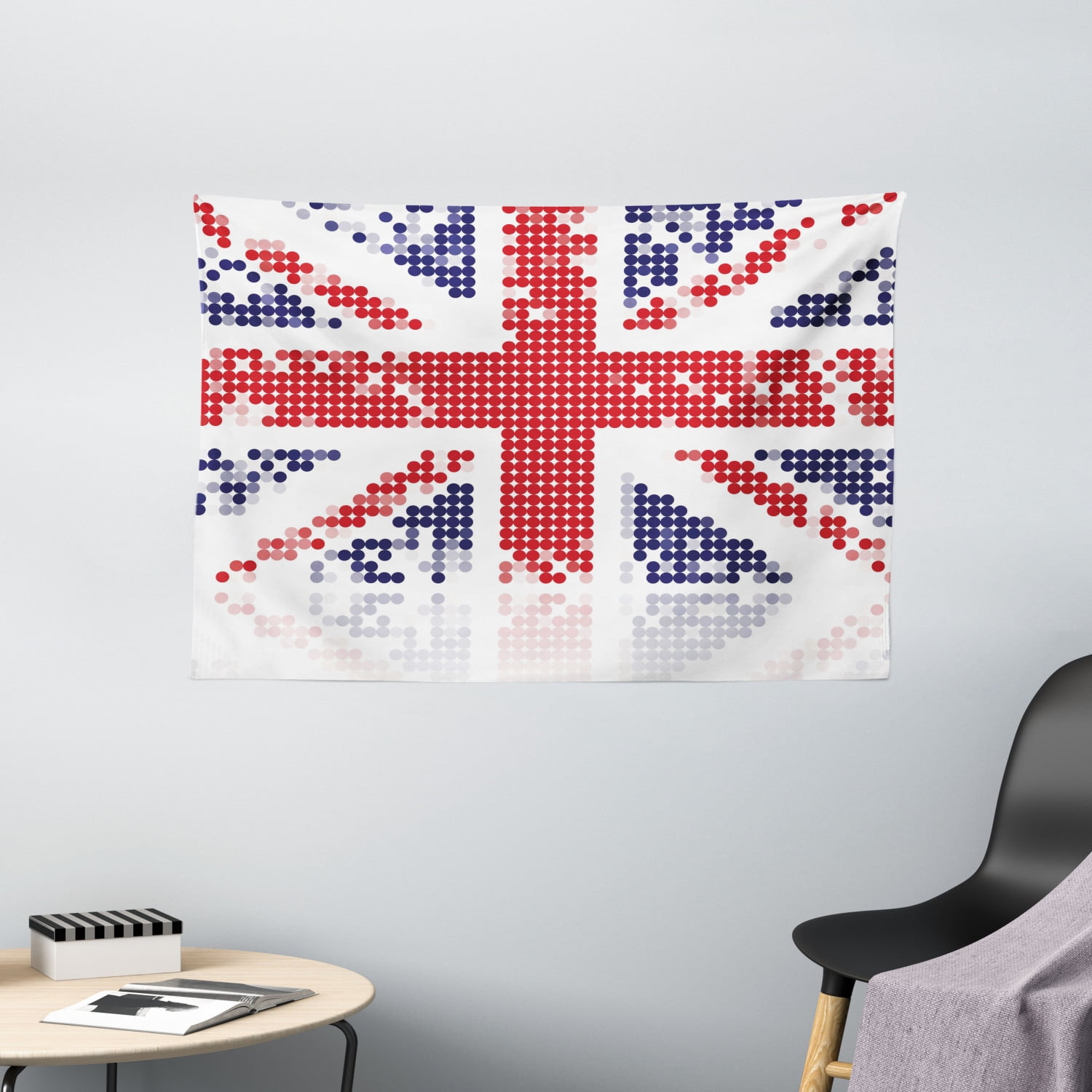 British Tapestry, Grunge United Kingdom Flag with Dot Circle Effects ...