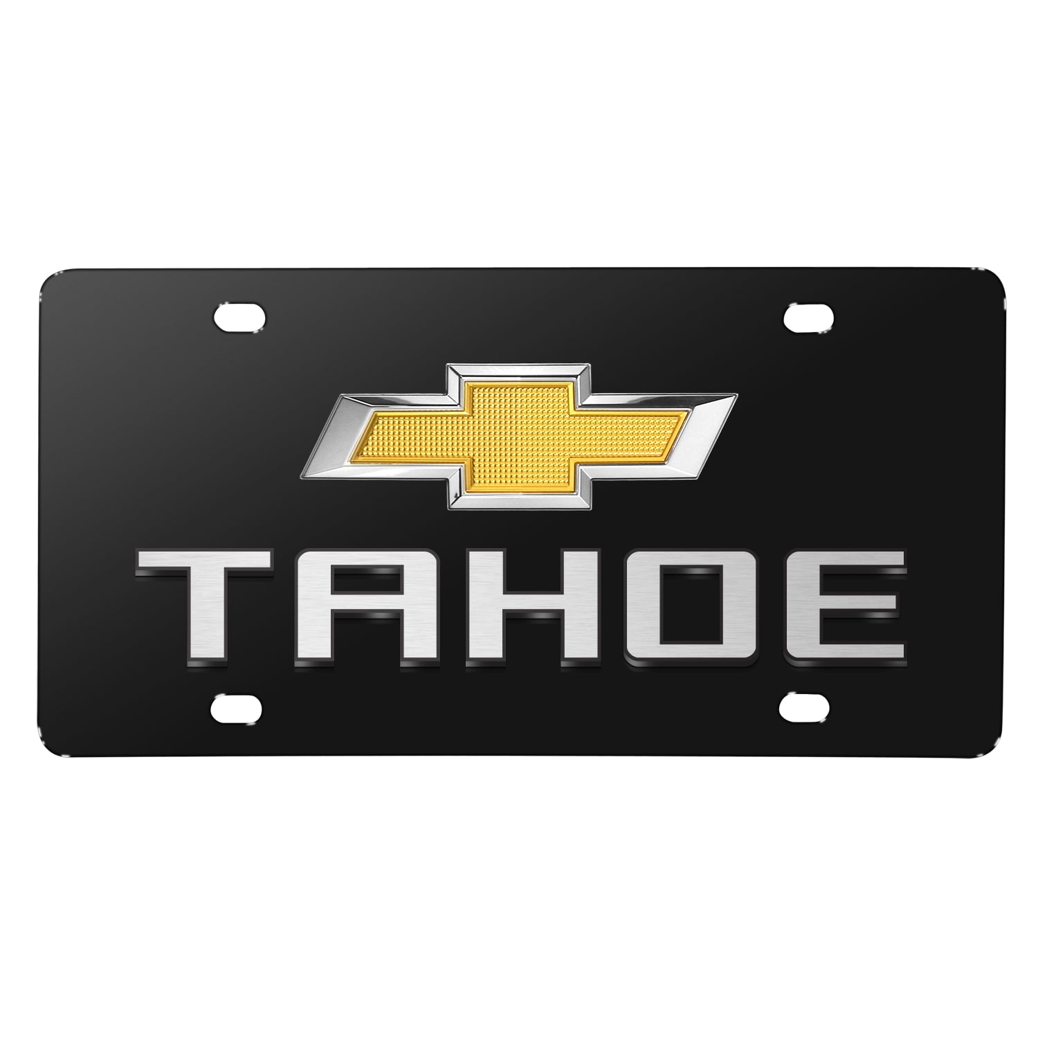 Chevrolet Tahoe 3D Dual Logo Black Stainless Steel License Plate ...