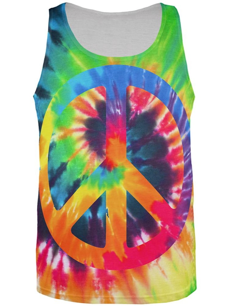 Peace Sign Tie Dye All Over Mens Tank Top Multi SM - Walmart.com