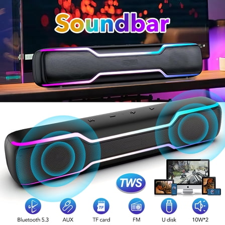 beFree Sound Gaming Dual Soundbar with RGB LED Lights - Walmart.com