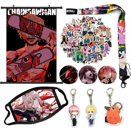 Chainsaw Man Merch,Gift Set,Including Poster,Stickers,Keychain,Pins ...