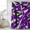 Abstract Purple Waves Shower Curtain, Modern Minimalist Purple Black ...