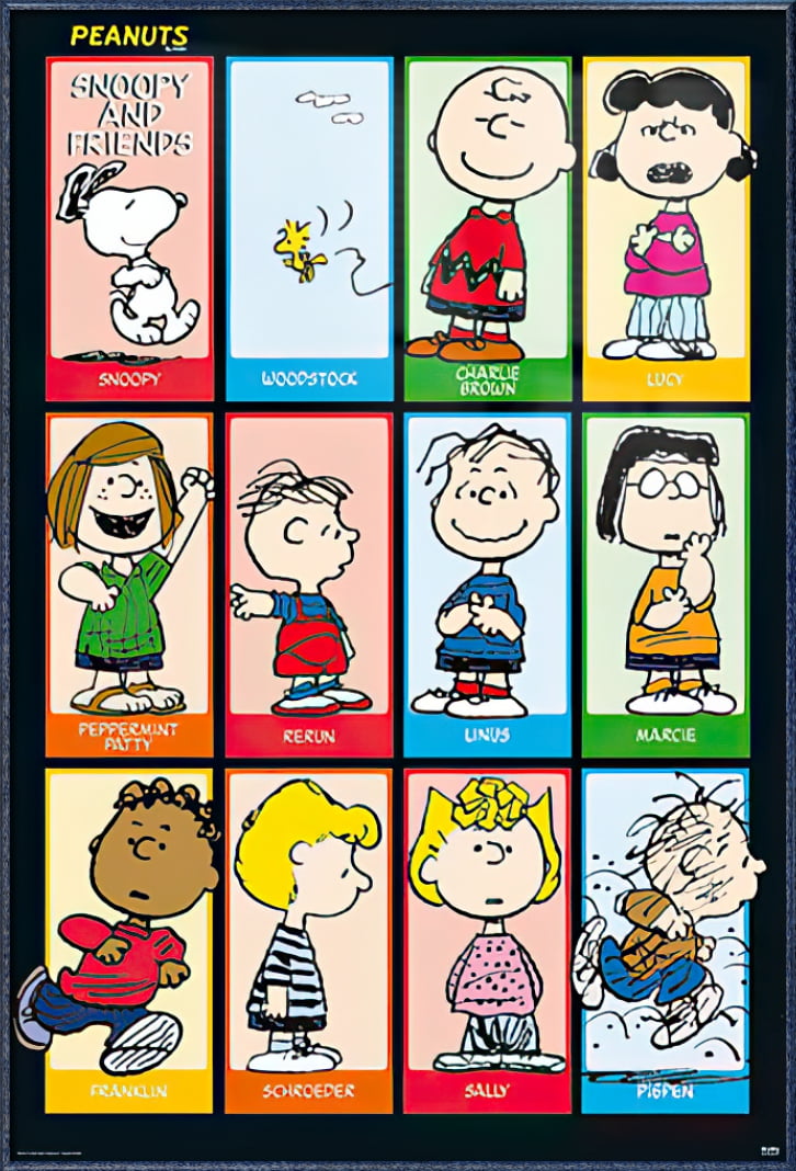 Peanuts - Framed TV Show Poster (All Characters / Grid) (Snoopy ...