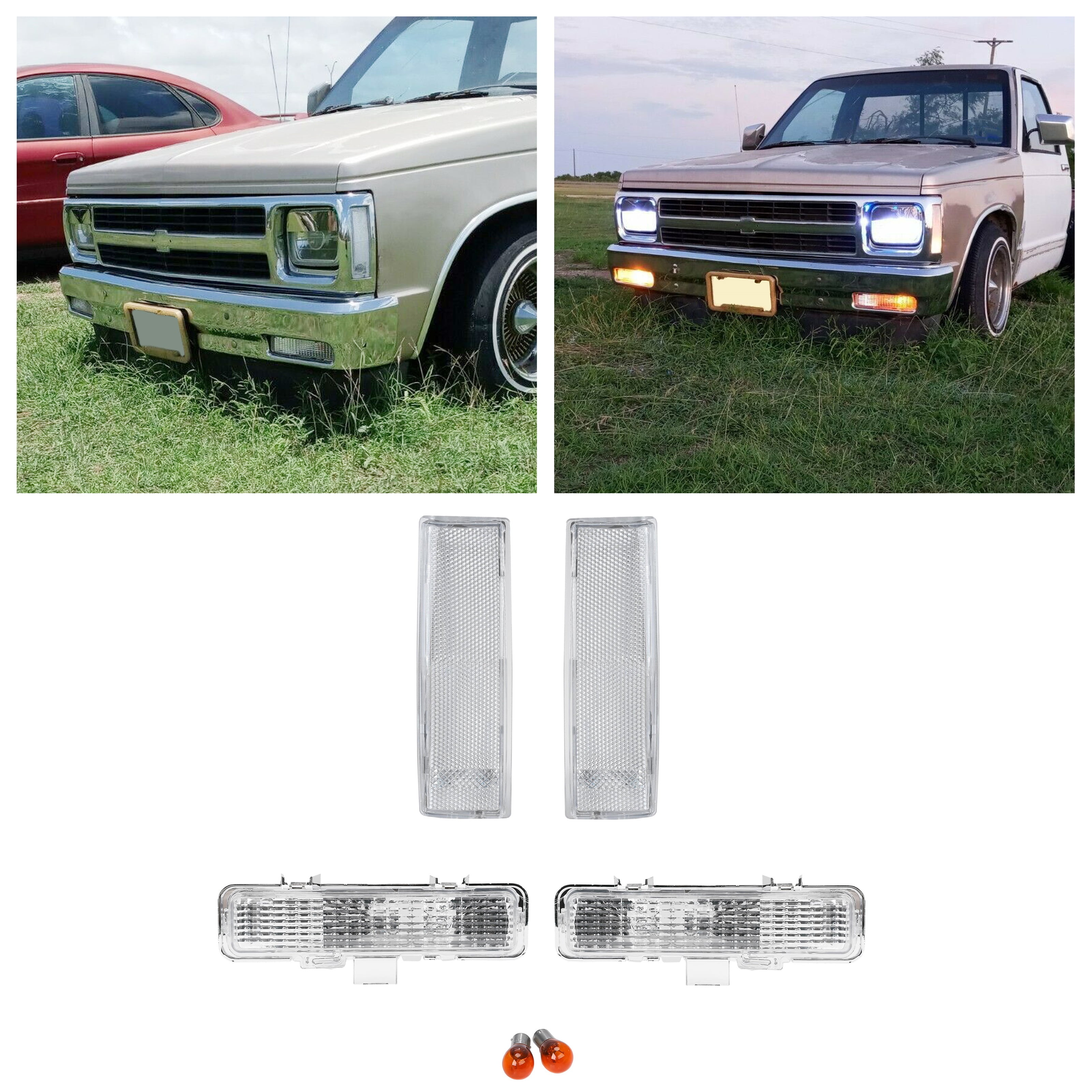 Kojem Clear Front Corner Lights + Front Bumper Signal Lights Compatible ...