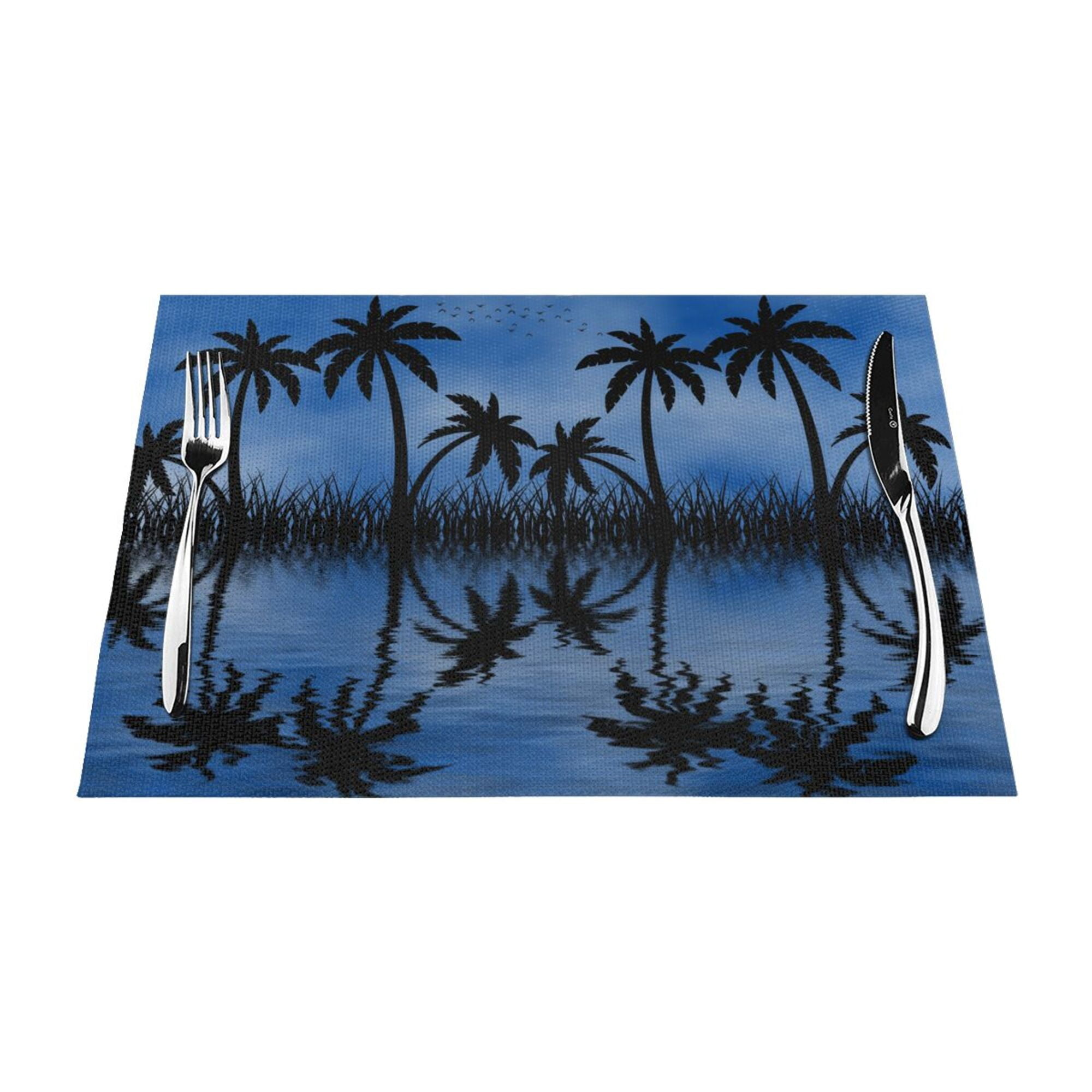 XMXY Woven Placemats Set of 6 PCS, Tropical Palm Tree Pattern Table ...