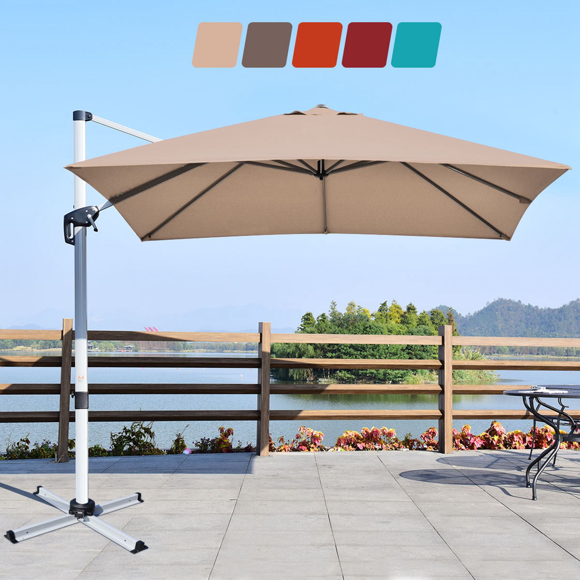 Click here for Costway 10ft Square Patio Offset Cantilever Umbrel... prices