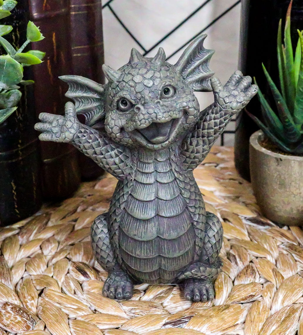 Hug Me Please! Small Baby Garden Dragon With Wide Open Arms Statue ...