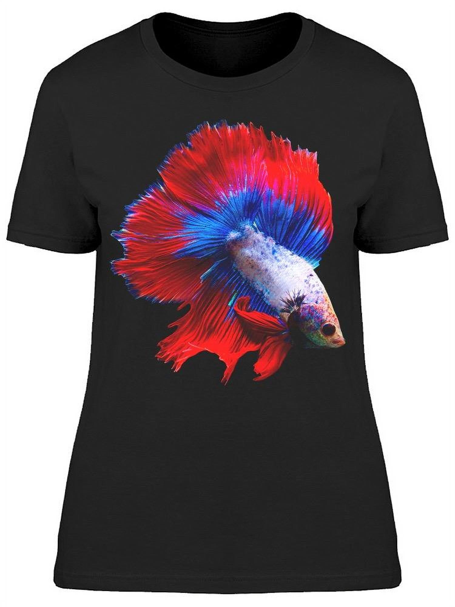 White Red Blue Siam Betta T-Shirt Women -Image by Shutterstock, Female ...