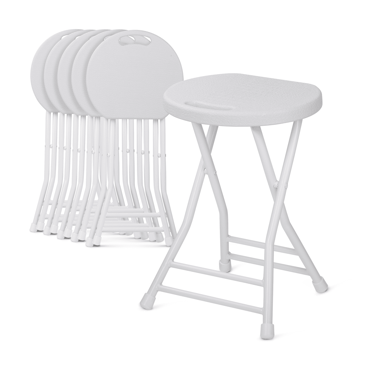 MoNiBloom Round Plastic Collapsible Stools with Handle, 18" Folding ...
