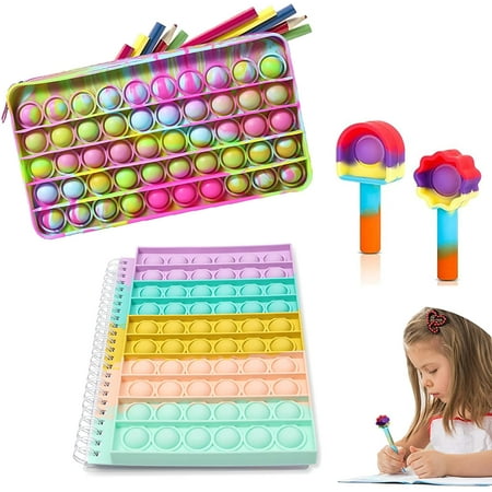 IGUOHAO Pop Bubble Fidget Notebook Pencil Box Sensory Toy Set, Popper ...