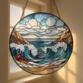 Beach Wave Landscape Stained Glass Style Round Window Hanging2101 ...