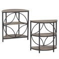 Narrow Side Table with Study Metal Frame and Storage Shelves-Gray ...