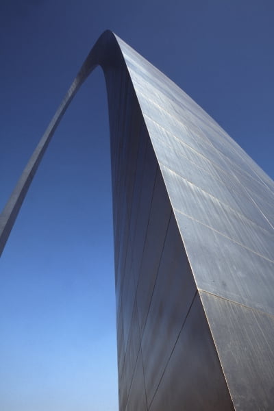 Print: Close-Up View Of The Gateway Arch, The Symbolic Gateway To The ...