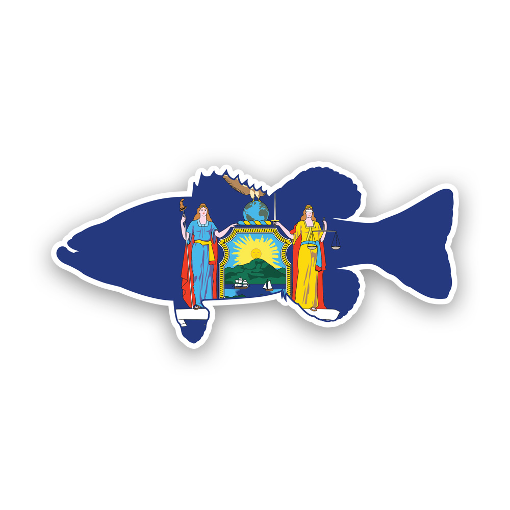 New York Bass Flag Sticker Decal - Self Adhesive Vinyl - Weatherproof ...