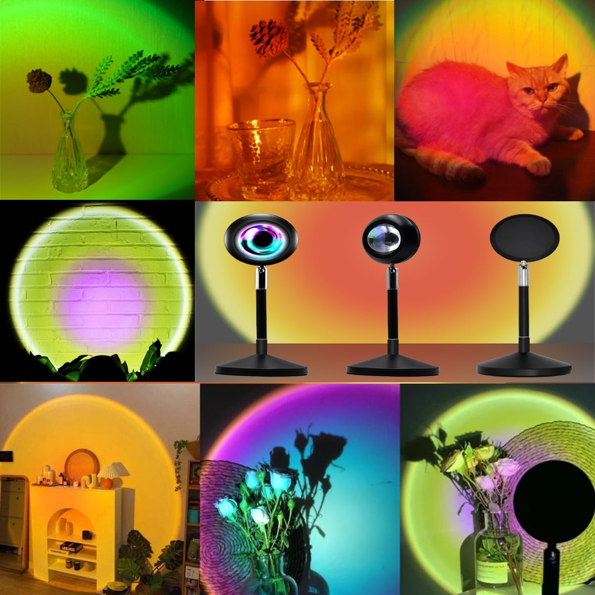 Sunset Lamp Projection, 16 Colors Changing Projector LED Lights Floor ...