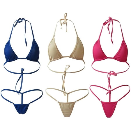 Women's Halterneck Micro Thong Bikini, Two Pieces Swimsuit, Women's ...