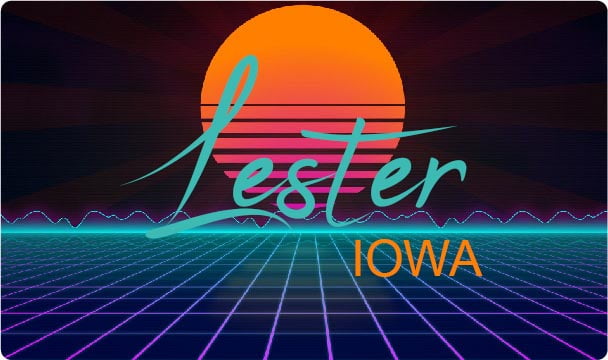 Lester Iowa 4 X 2.25-Inch Vinyl Decal Stiker Retro Neon Design ...