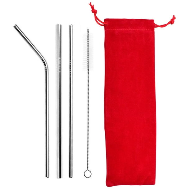 Jianama 5pcs Reuse Metal Screw Drinking Straw Bent Straight Cleaning ...