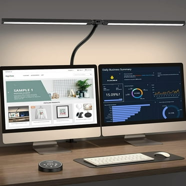 Lococo LED Double Head Desk Lamp, 24W, 5 Colors, Eye Protection, Clamp ...