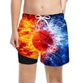 Boys Swim Trunks with Compression Liner Cartoon Print Kids Summer Quick ...