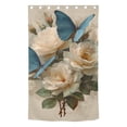 Blue Butterflies with Elegant White Roses Curtain Light Filtering ...