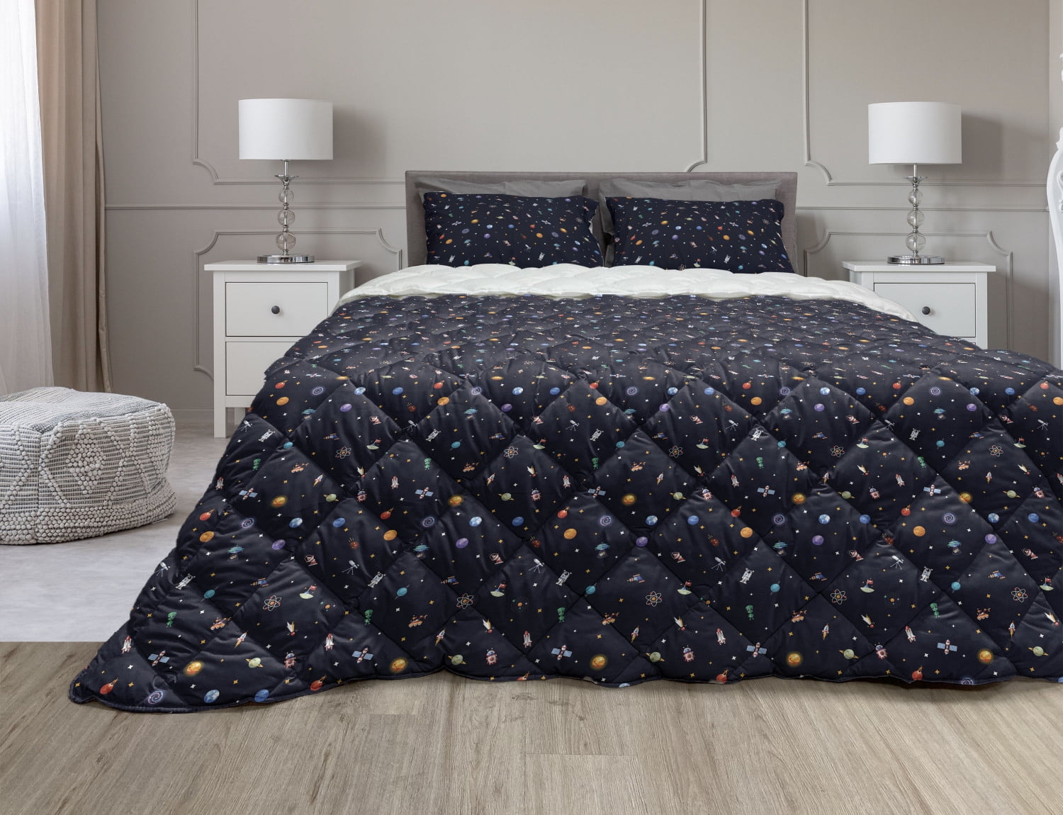 Spaceship Comforter & Sham Bedding Set, Science Fiction Themed Comet ...