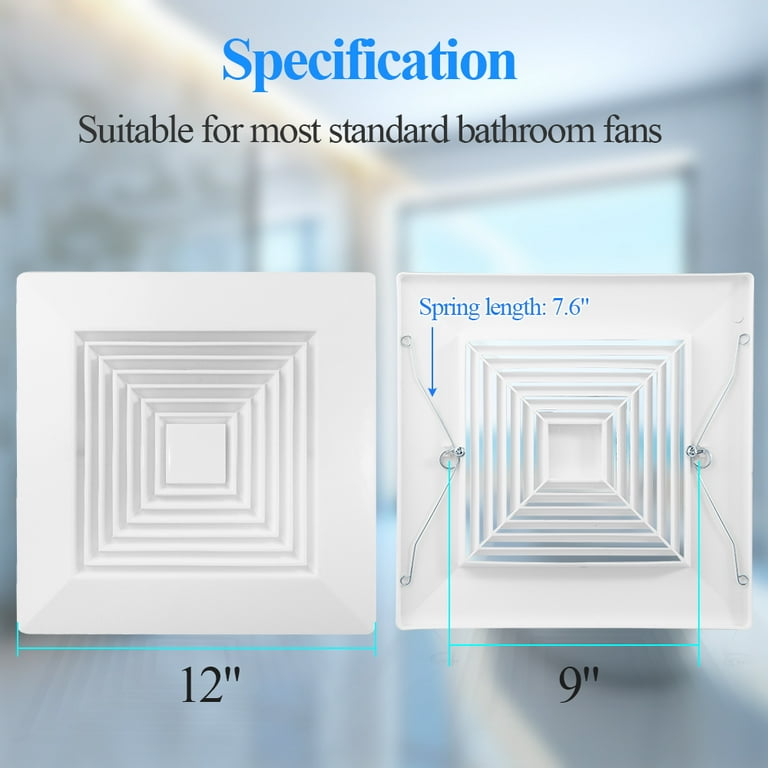 Vent Diverter Pearwow 12x12 Inch Bathroom Exhaust Fan Cover - Plastic ...