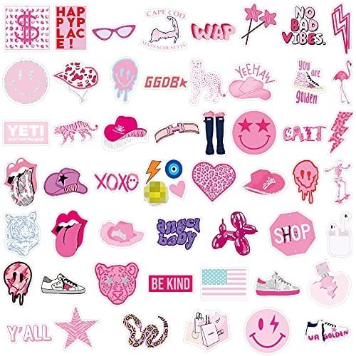 52Pcs Preppy Smile Happy Face Bolt Vinyl Sticker Suministros de Fiesta ...