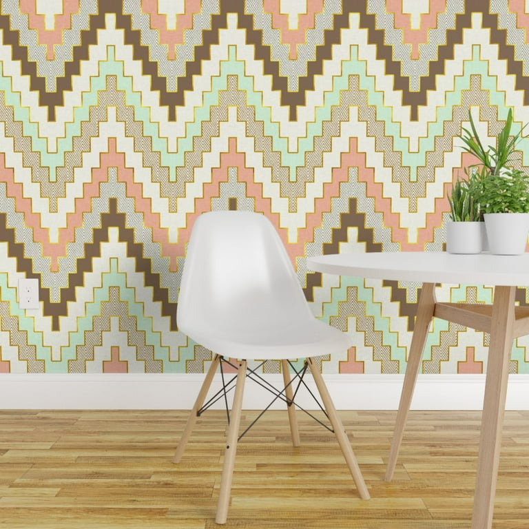 Mint Chevron Pattern Wallpaper