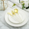 Efavormart 24 Pack | 8" Gold Heavy Duty Plastic Cutlery Set | Ivory ...