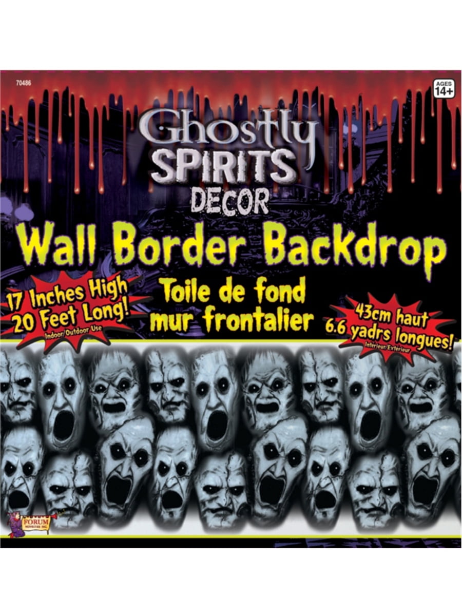 20 Foot Long Screaming Faces Wall Border Halloween Party Decoration One ...