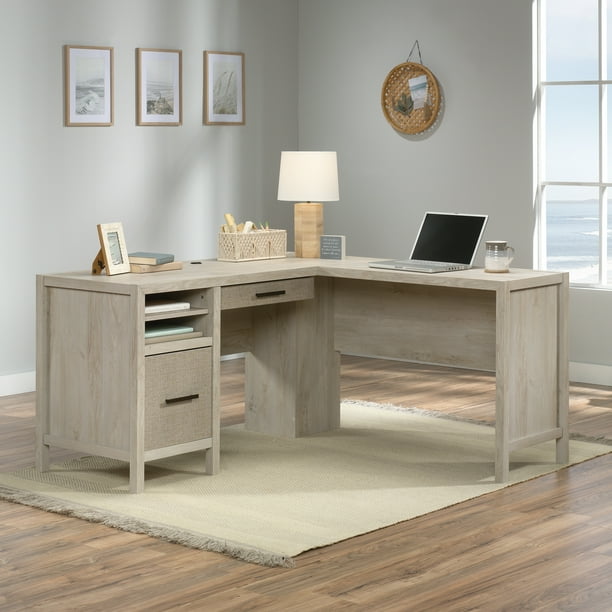Birch Harbor L-Shaped Desk with Drawer, Chalked Chestnut Finish ...