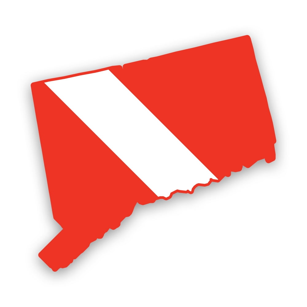 Connecticut State Shaped Diver Down Flag Sticker Decal - Self Adhesive Vinyl - Weatherproof ...