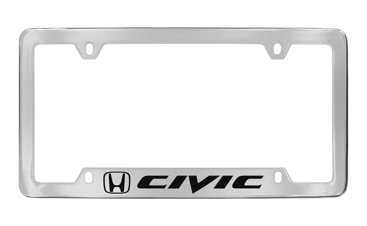 Honda Civic Chrome Plated Metal Bottom Engraved License Plate Frame ...