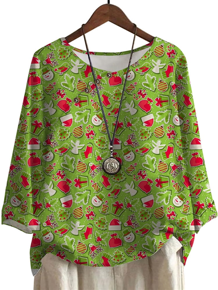 CLOOCL Women Oversized Blouse Christmas Gift Graphics 3D Print Long ...