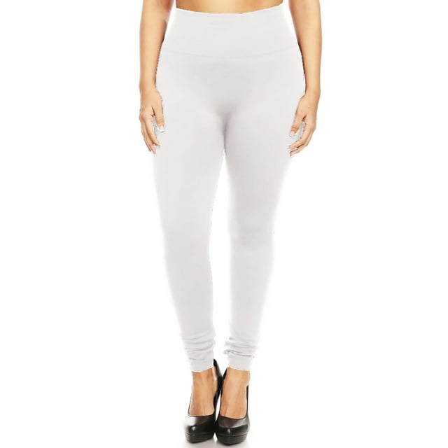 Moa Collection Womens Plus Size Solid High Rise Banded Waist Full