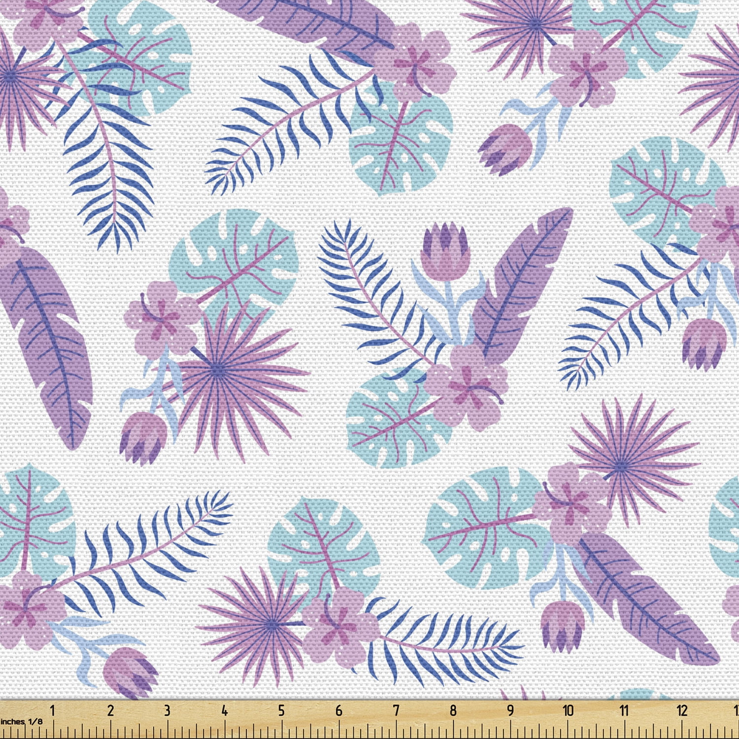 Hibiscus Fabric by the Yard, Jungle Tropical Botany Branches and Leaves ...
