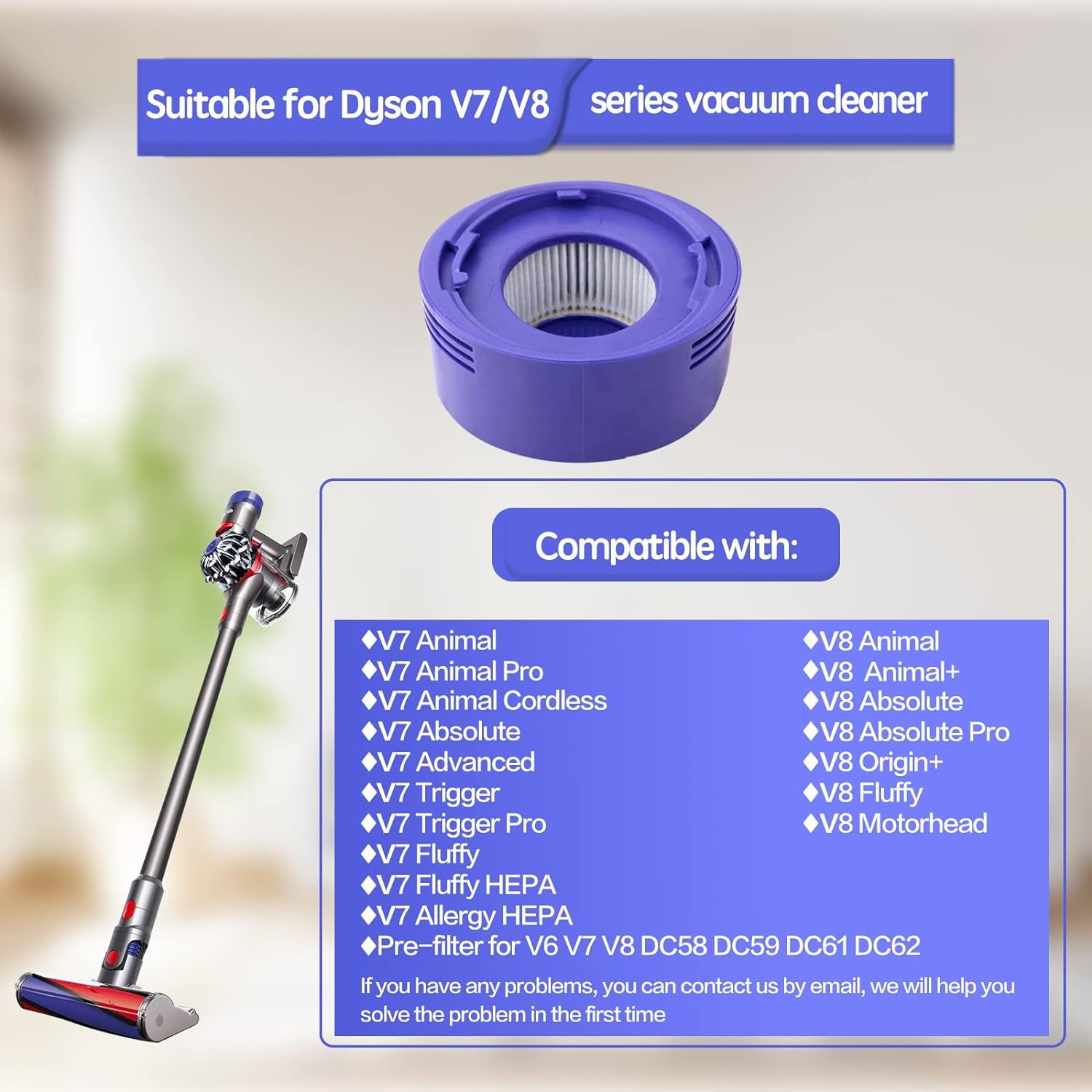 Yeuweold Filters For Dyson V7 V8 Washable Replacement Vacuum Cleaner Filters For Dyson V8 V7 Absolute Animal Motorhead Replaces