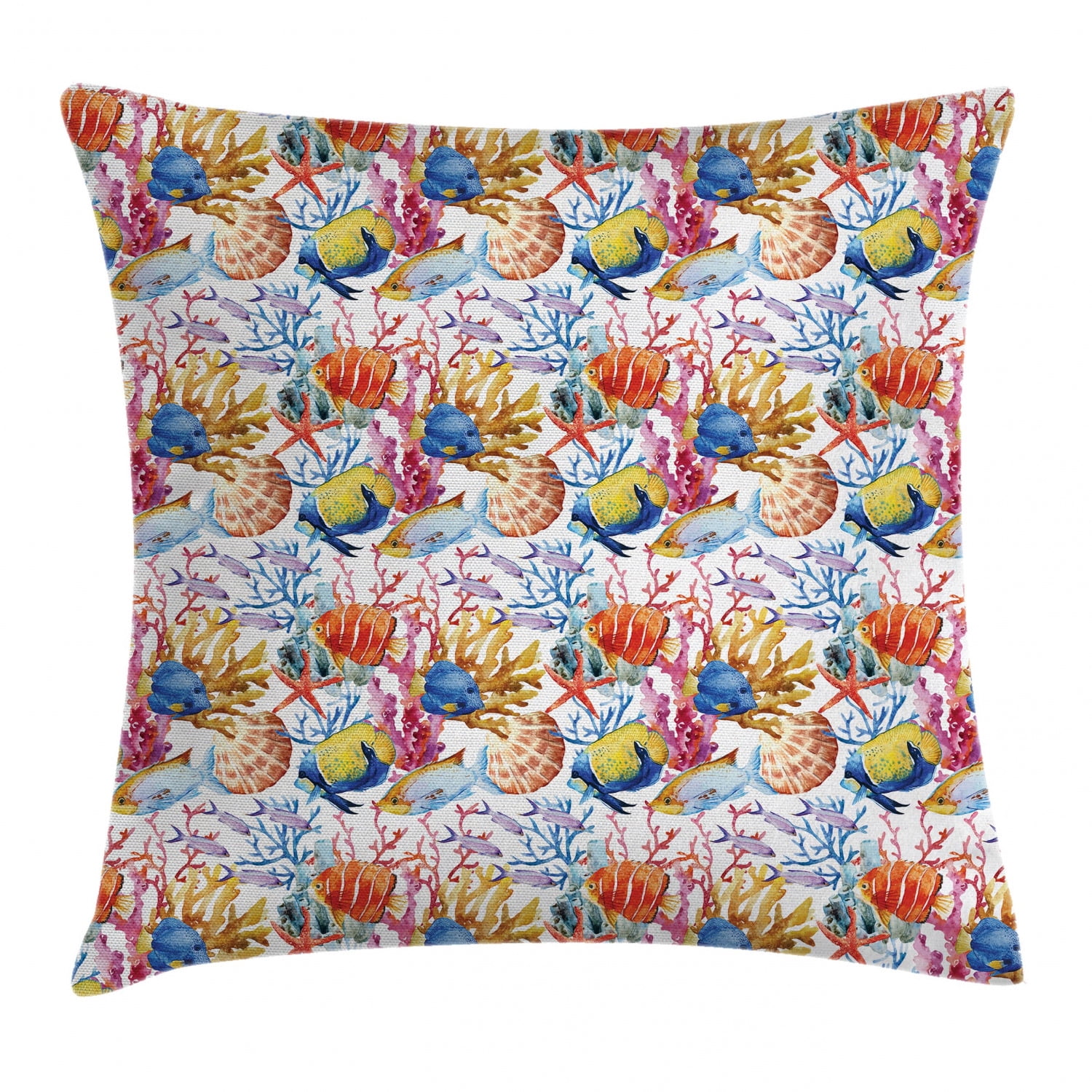 Ocean Animal Decor Throw Pillow Cushion Cover, Coral Reef Scallop ...