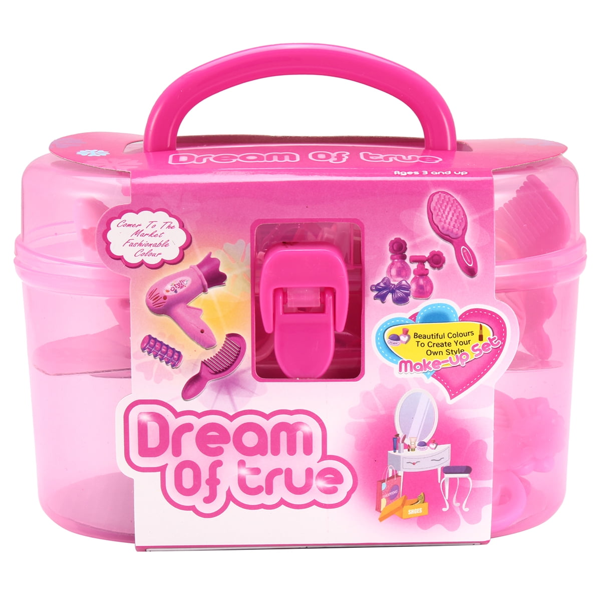 Pink Role Pretend Toy Princess Makeup Hairdressing Kit Toy Girls Toy ...