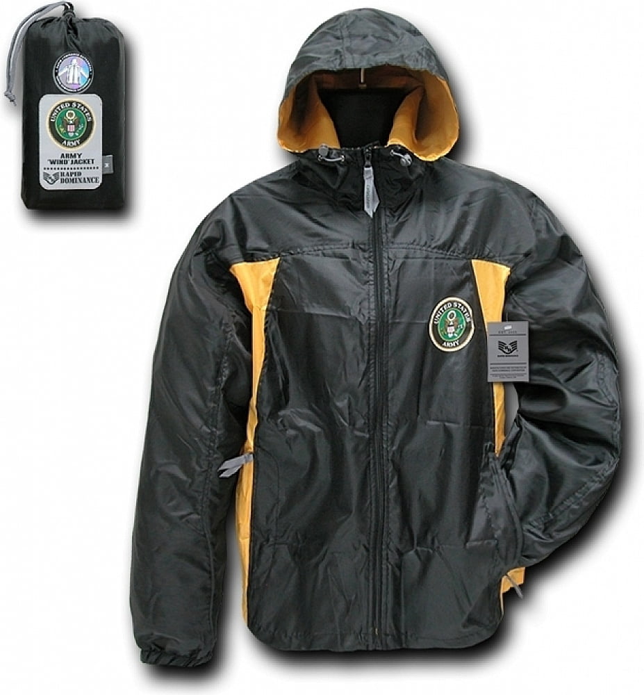 RapDom Army 2 Tone Zip-Up Hooded Mens Windbreaker Jacket [Black - XL ...
