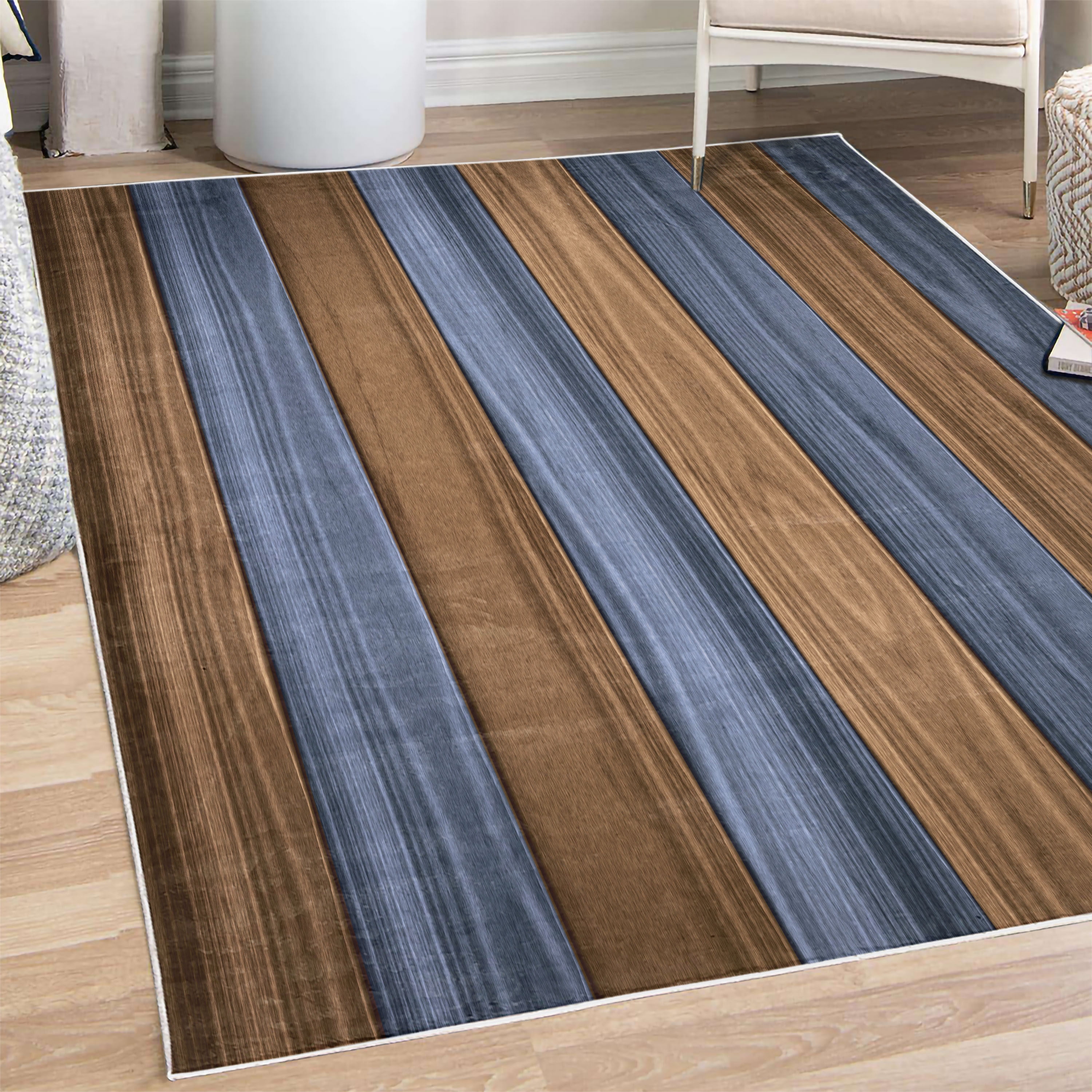 Rustic Decorative Rug, Vertical Wooden Planks Image Cottage Cabin Life ...