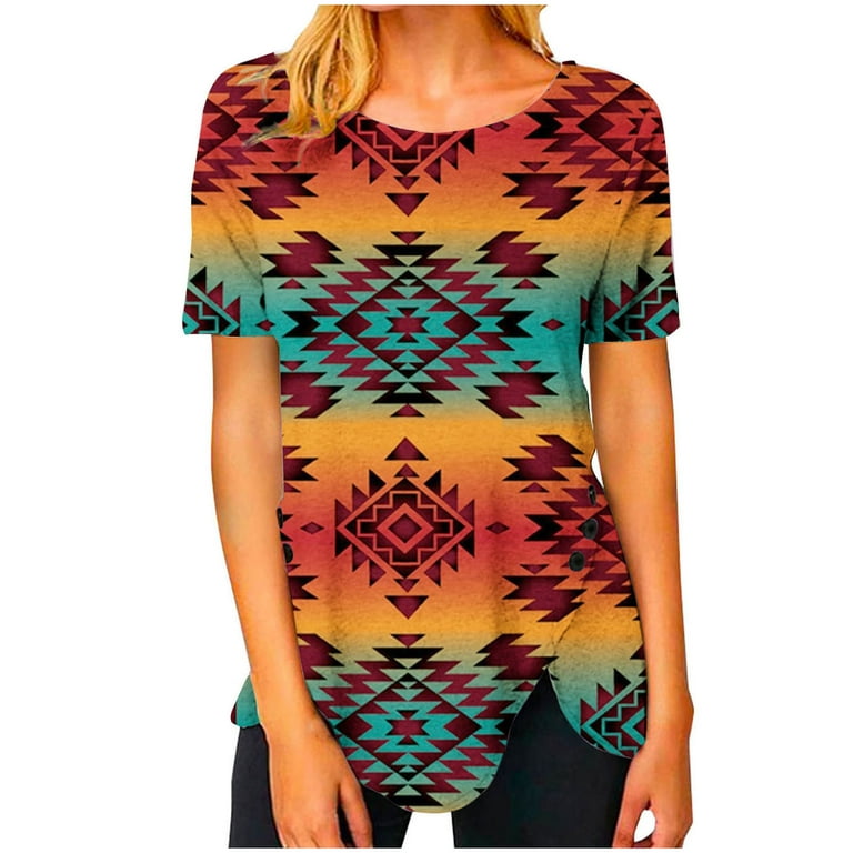 Red Aztec Print Top