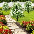 Artificial Fern Ground Stakes, 16.7 in, Faux Green Plants for Outdoor ...