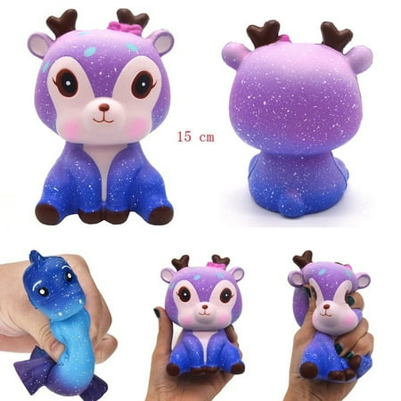15CM Galaxy Deer Cream Scented Squishy Slow Rising Squeeze Strap Kids ...