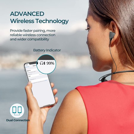 Neckband Headphones, Around The Neck Wireless Earbuds with Noise ...