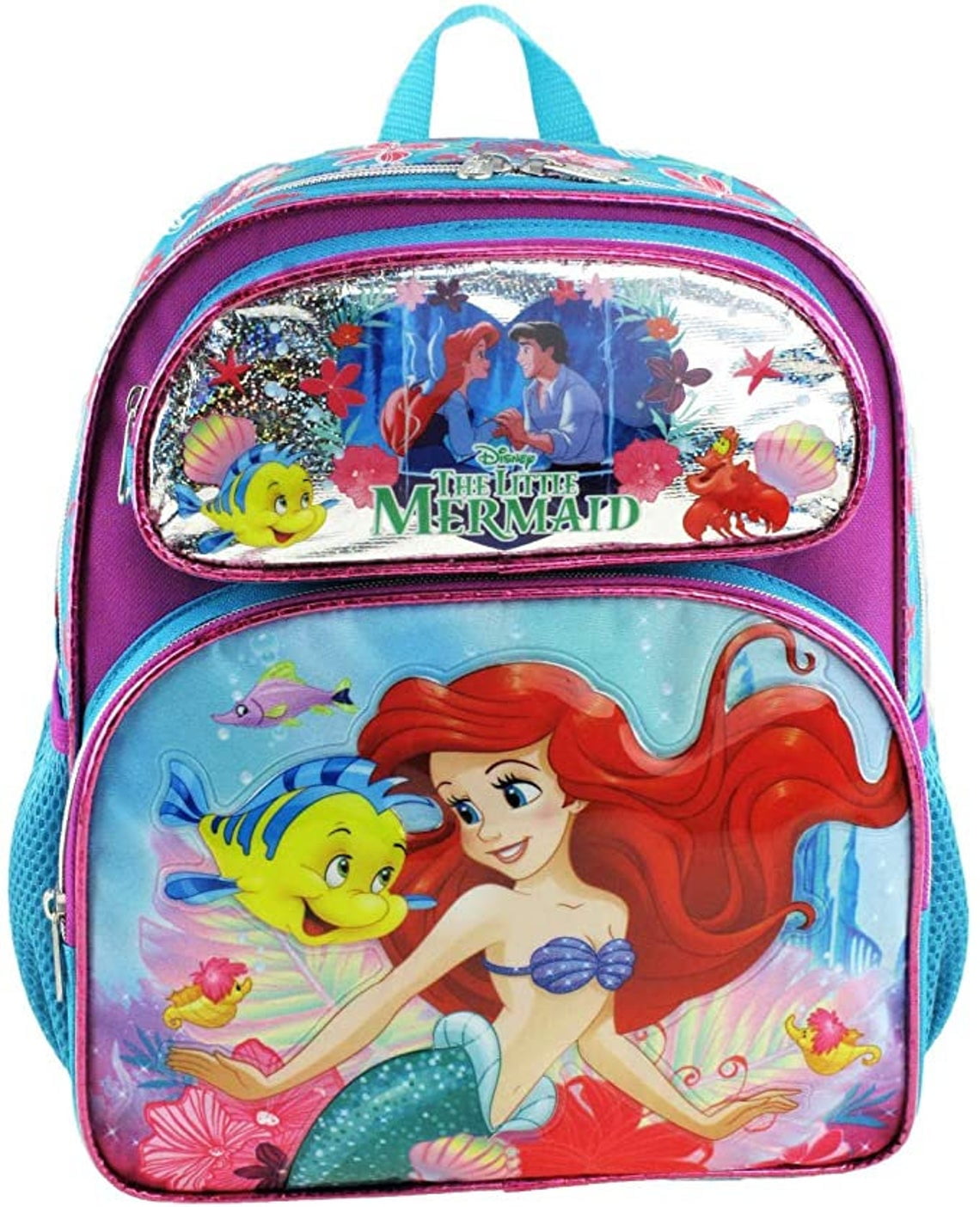 Disney Ariel Little Mermaid Deluxe Toddler 12 Inch Backpack 'Under the ...